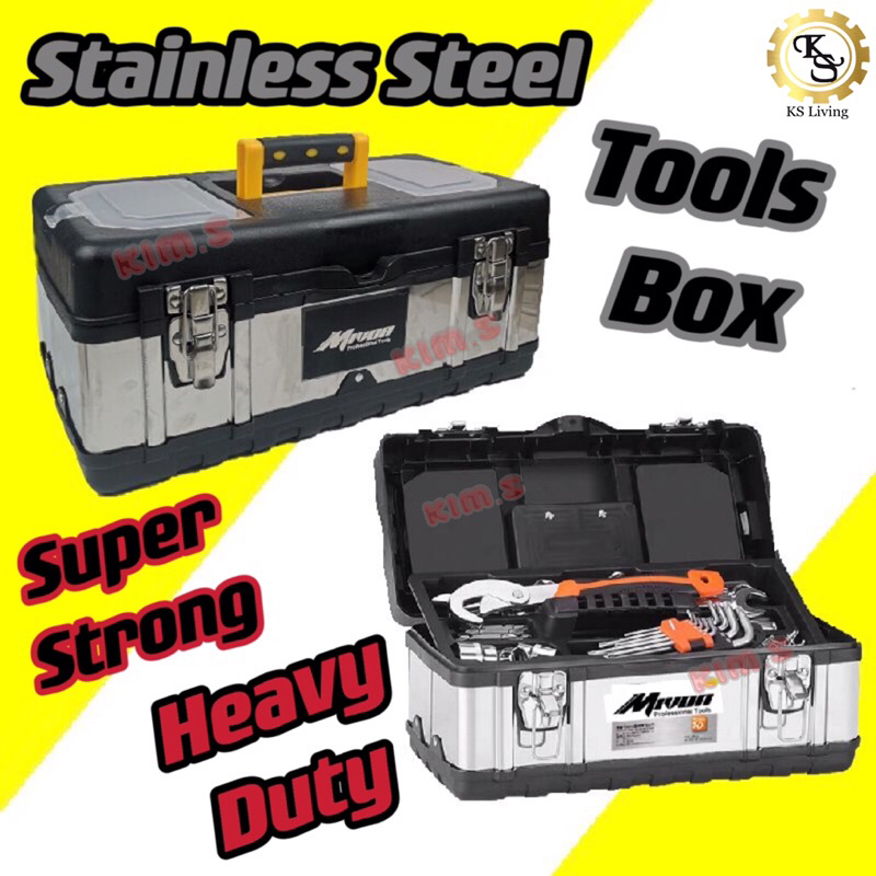 Kim.S Stainless Steel PVC Tools Box Heavy Duty Storage Toolbox Kotak ...