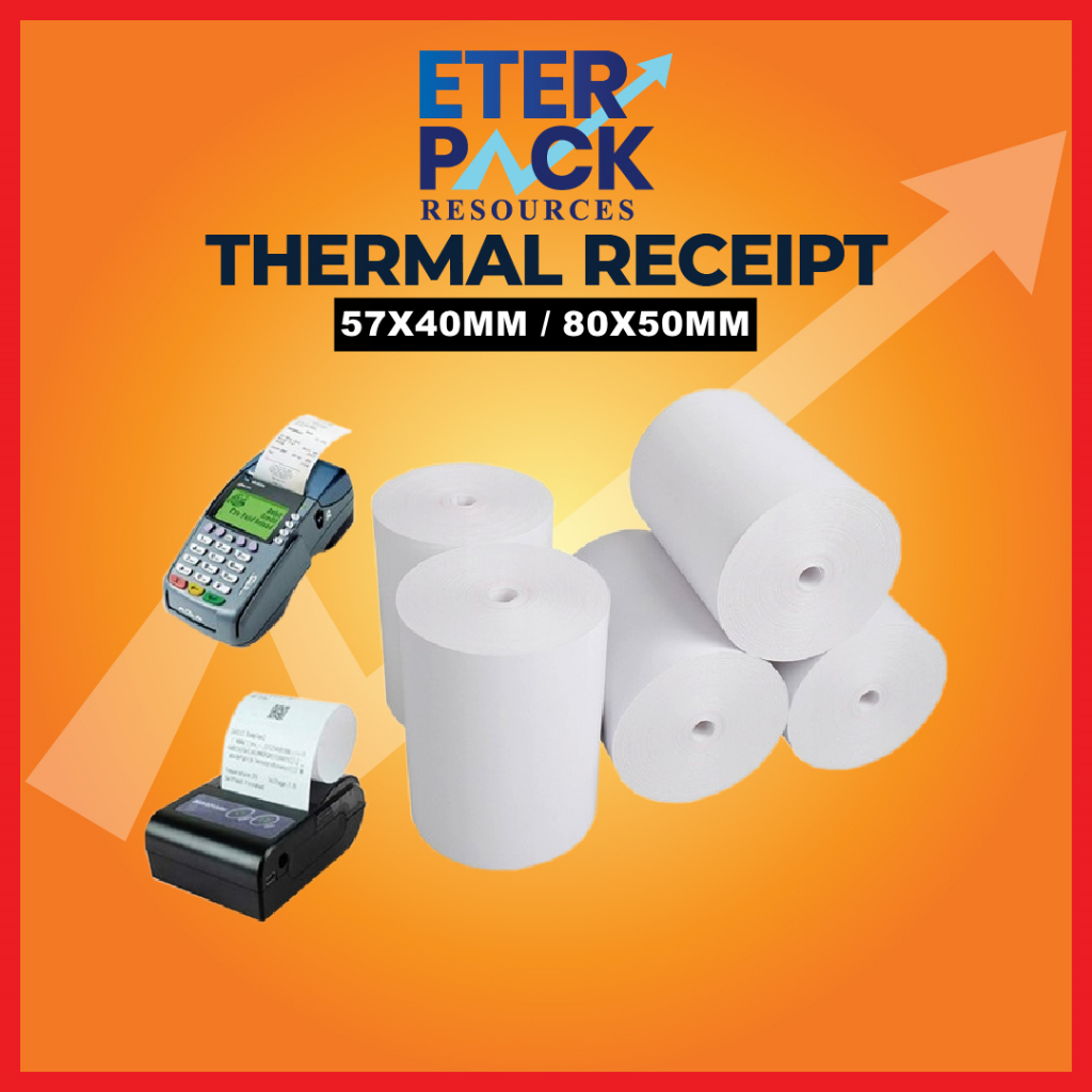 Thermal Paper Roll 80x60mm / 57x40mm Thermal Receipt Paper Kertas Resit ...