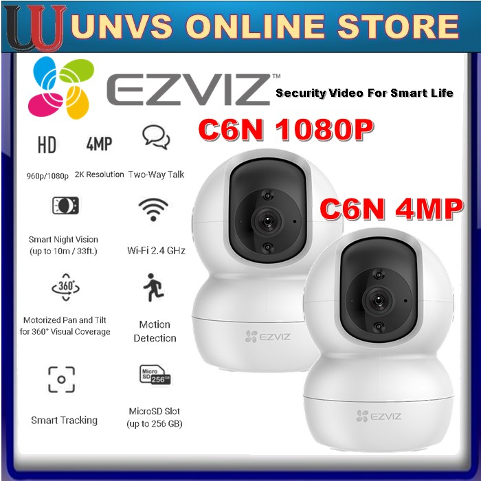 EZVIZ C6N 2MP & 2K+ * 4MP Pan & Tilt Wireless CCTV IP Camera , Smart ...
