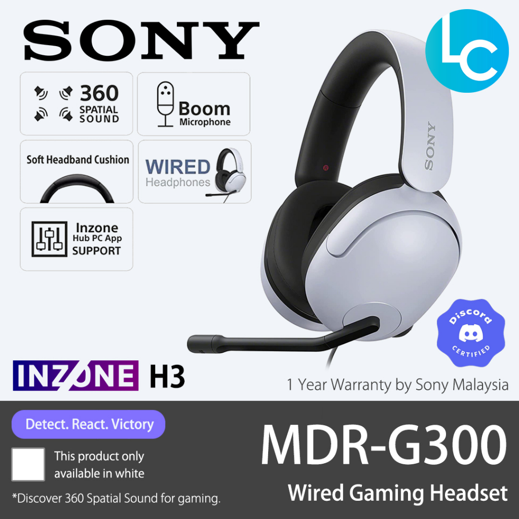 Sony INZONE H3 MDR-G300 Wired Gaming Headset Over-ear Headphones with 360 Spatial Sound | Shopee ...