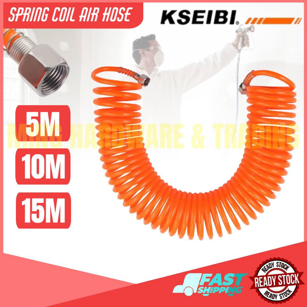 KSEIBI SPRING COIL AIR HOSE 1/4" - 5M / 10M / 15M | Shopee Malaysia