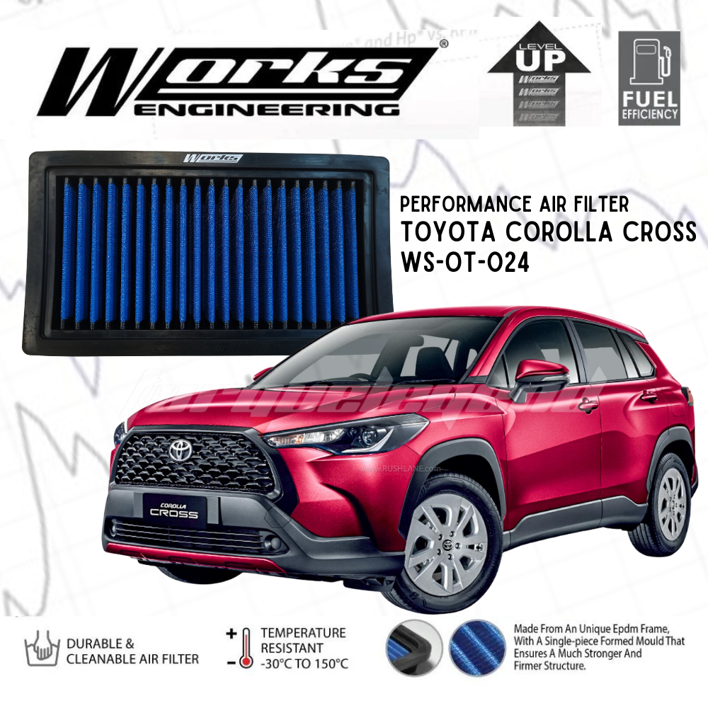 (TOYOTA COROLLA CROSS NON HYBRID)WORKS PERFORMANCE HIGH FLOW DROP IN AIR FILTER WS-OT-024 ...