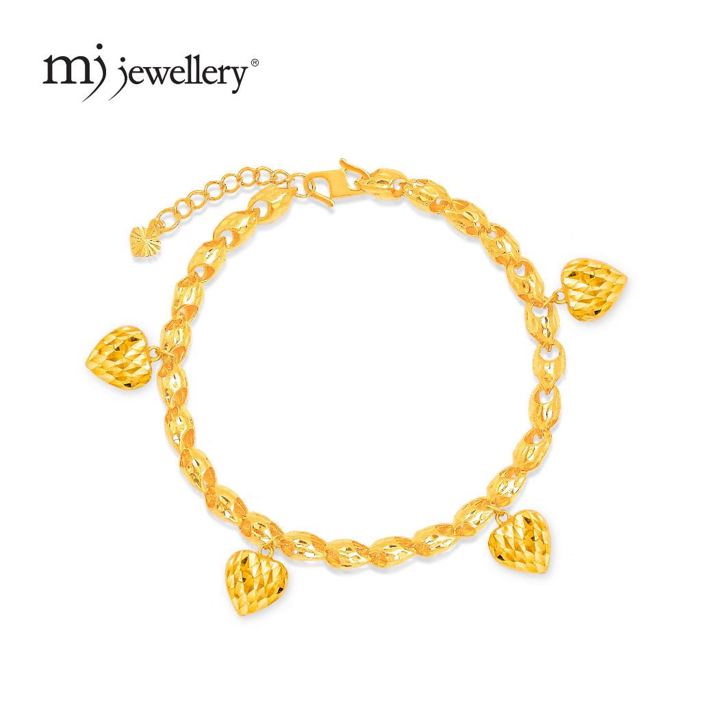 MJ Jewellery 375/9K Gold Bracelet with Love T88 (S Size) | Shopee Malaysia