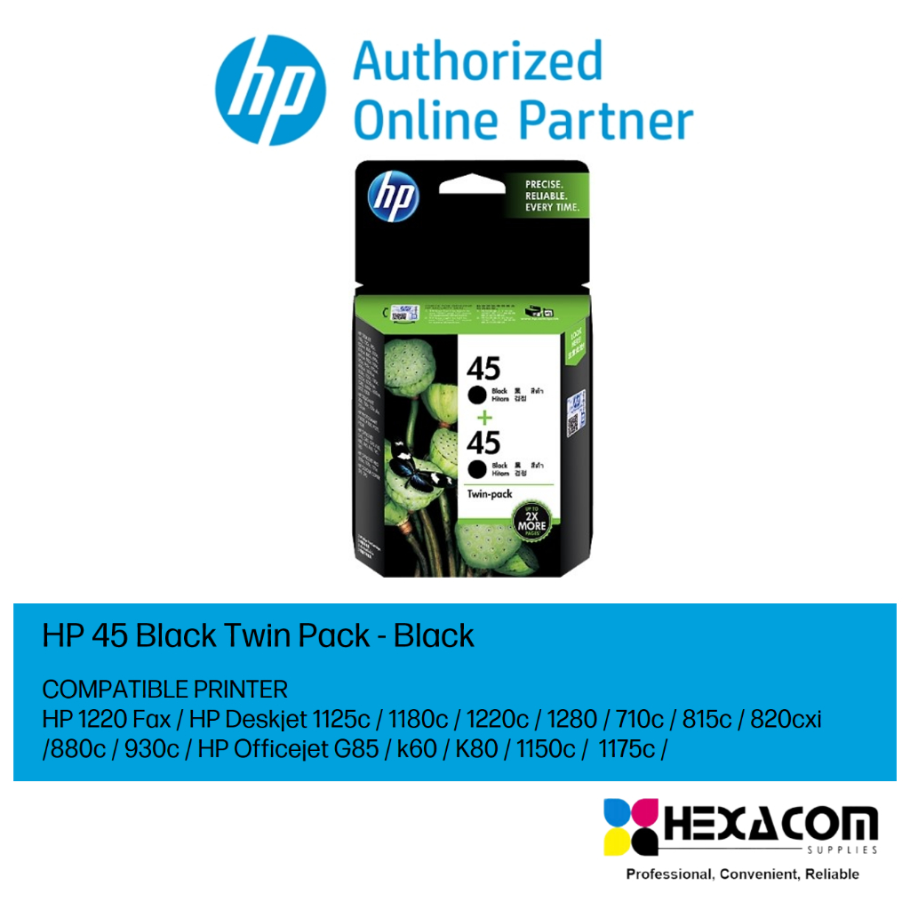 HP 45 Cartridge Twin-Pack - Black | Shopee Malaysia