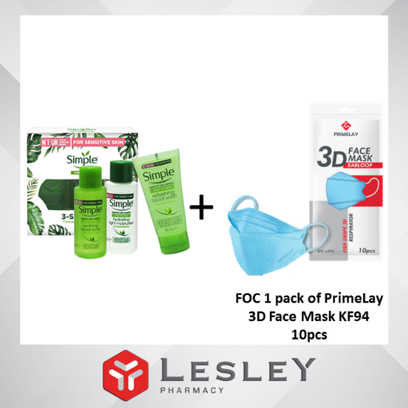 Simple 3-Step Kit (Cleanser+Toner+Moisturiser) 50ml FOC 1 Pack PrimeLay ...