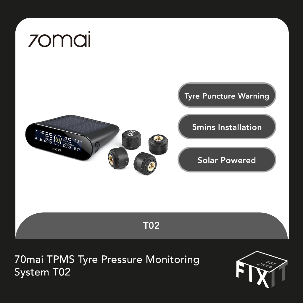 70MAI TYRE PRESSURE SENSOR TPMS LITE T02 WITH APP SUPPORT | Shopee Malaysia