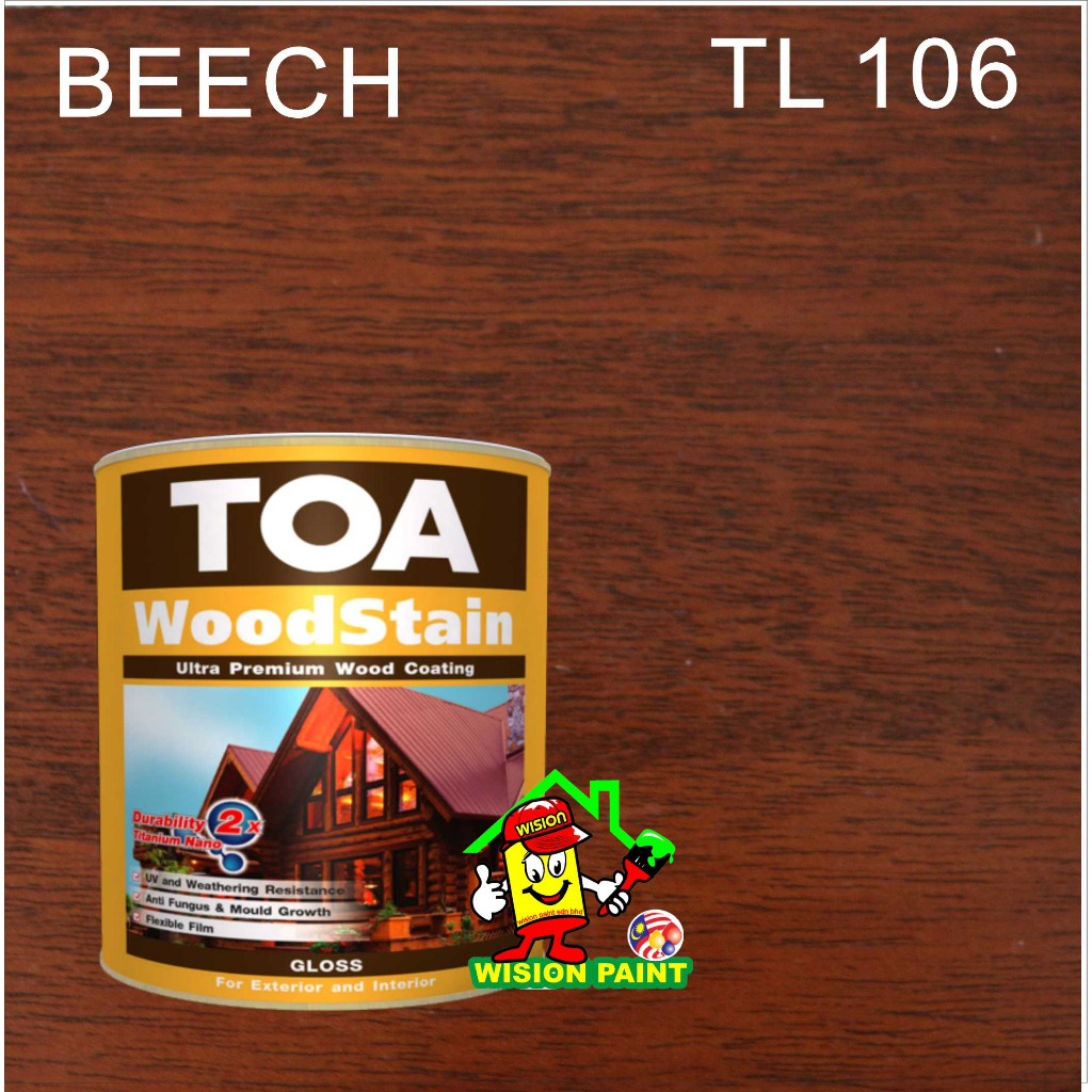 ( GLOSS ) TOA Woodstain Paint ( 1L ) VARNISH Interior & Exterior Wood Shellac / Kayu Dalaman ...