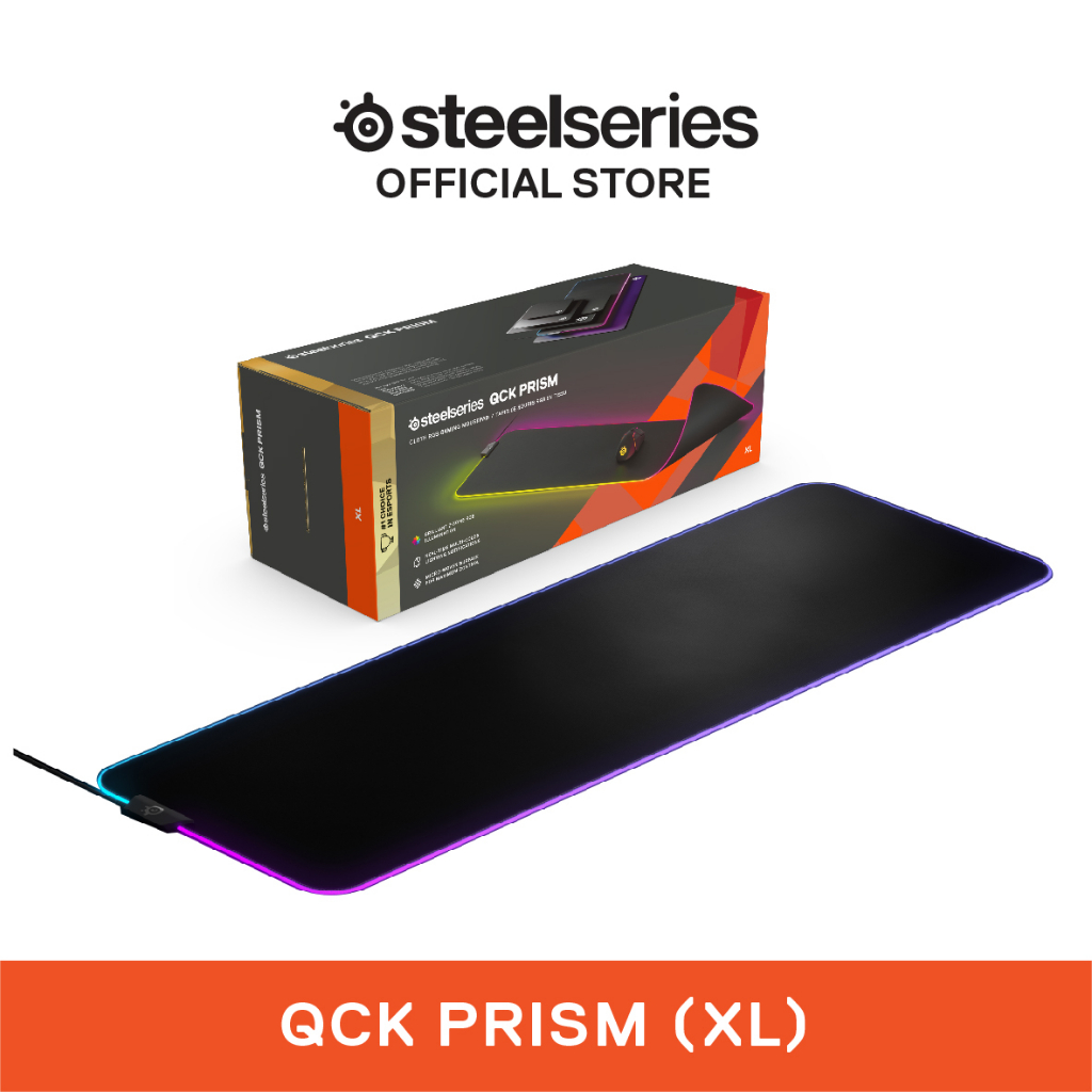 SteelSeries QcK Prism Cloth XL RGB Gaming Mouse Pad (900mm x 300mm x ...