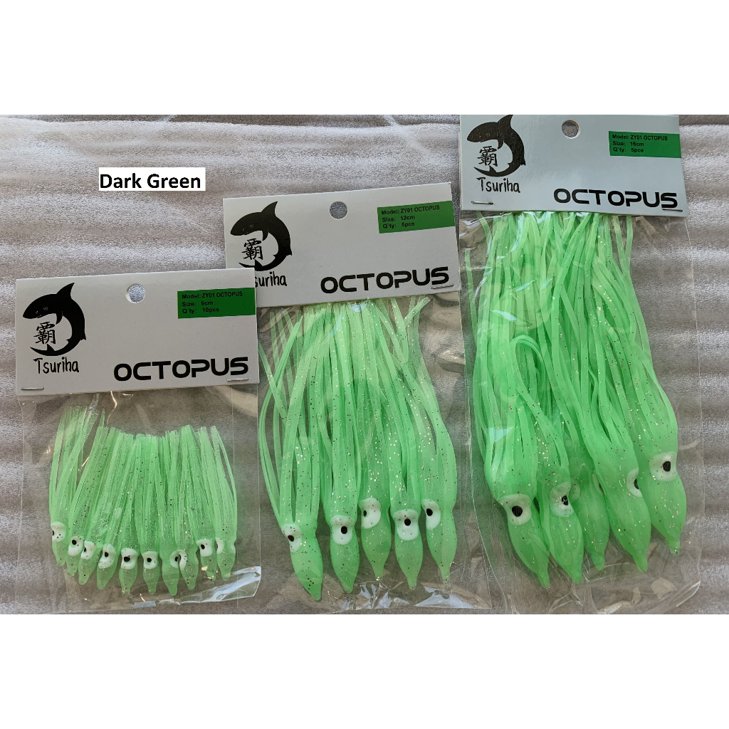 🦈 TSURIHA🦈 SOTONG GETAH SOTONG TIRUAN SOTONG HIJAU OCTOPUS SOFT PLASTIC LUMINOUS UMPAN TENGGIRI ...
