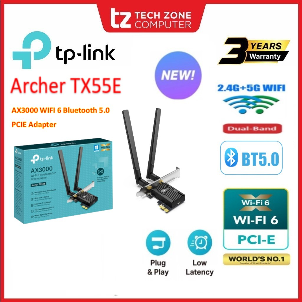 TP-Link TX55E AX3000 Wifi 6 & Bluetooth 5.2 PCIe Wireless WiFi Network ...