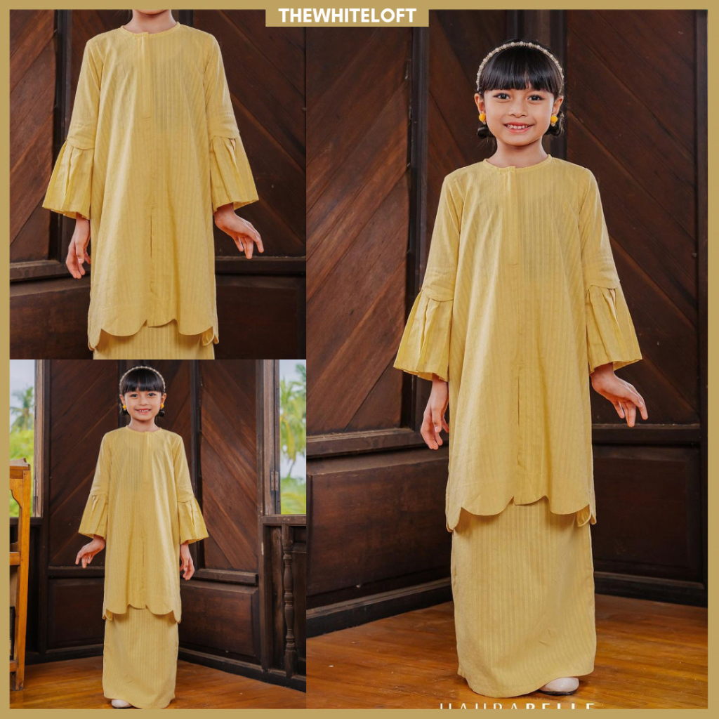 Readystock Dahlia Kurung Kids Haurabelle Textured Cotton Baju Raya ...