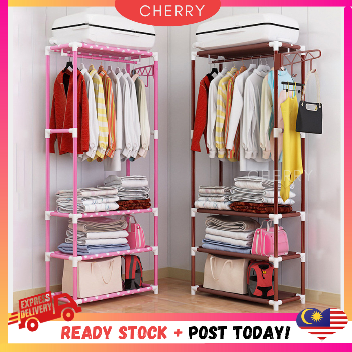 🍒CHERRY🍒 Wardrobe Storage Metal Cloth Rack Hanger Drying Racks Clothes ...