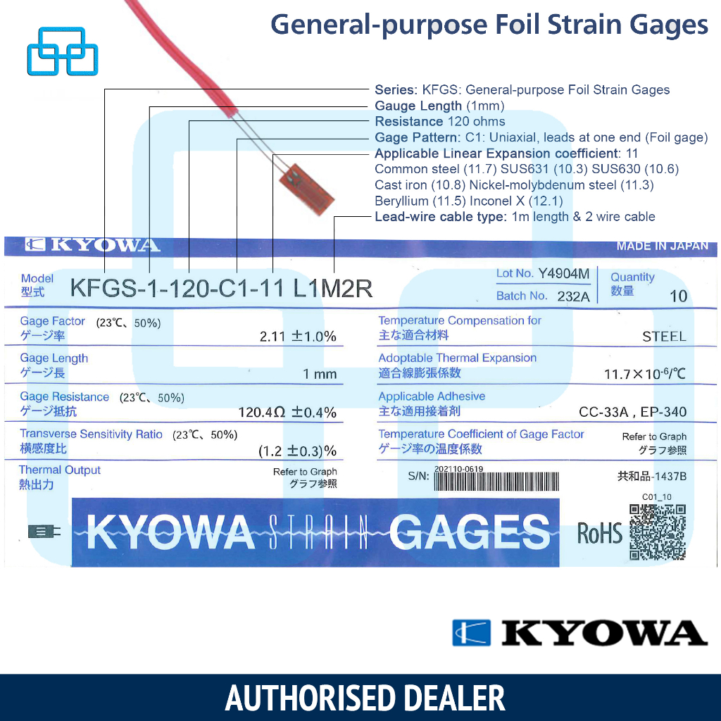 Kyowa KFGS-1-120-C1-11 L1M2R Strain Gage / Gauge | Shopee Malaysia