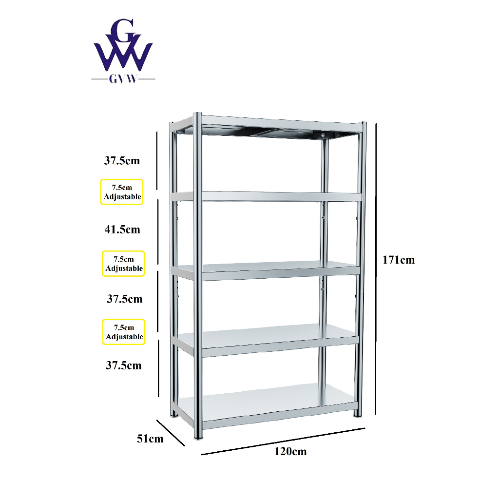 GVW Stainless Steel Rack Kitchen Rack Storage Rack Shelf Rak Dapur Rak ...