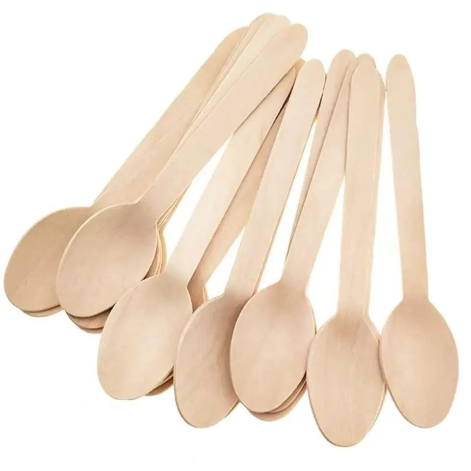 AR - (100 Pcs) Disposable Biodegradable Wooden Spoon l Cutlary Spoon l ...