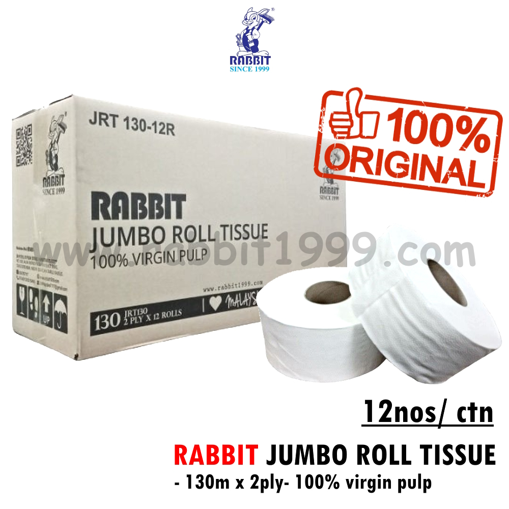 RABBIT JUMBO ROLL TISSUE - 2 ply (130m x 12nos/ ctn) jumbo roll tissue ...