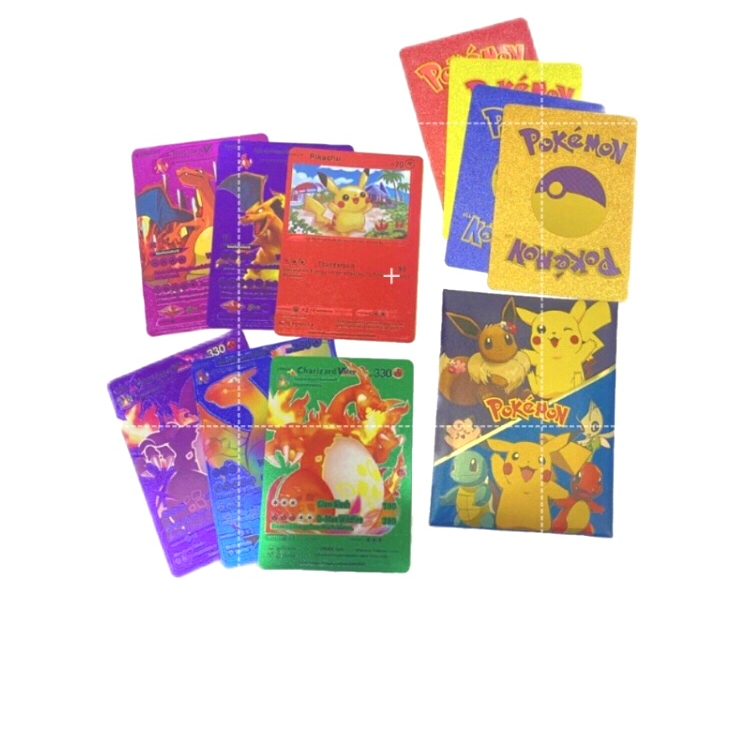 10PCS 30PCS 55Metal Gold Silver Pokemon Cards English Version Charizard ...