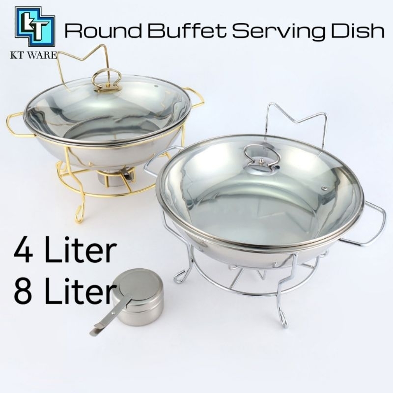 KT WARE 4L / 8L Stainless Steel round chafer / chafing dish / buffet ...