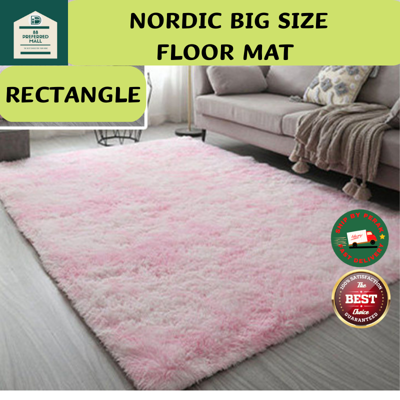 Nordic Rectangle Big Size Floor Mat Silk Hair Living Room Mat Bedroom ...
