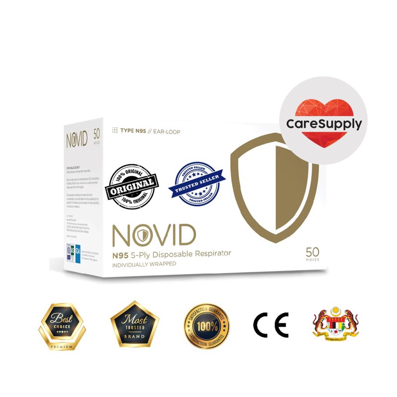 NOVID N95 5-Ply Disposable Respirator [Individually Packed: 50pcs/box ...