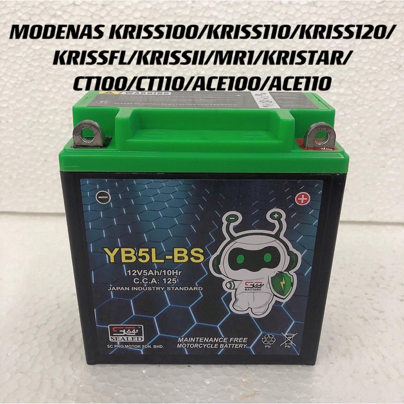 Modenas Sealed Battery YB5L 12V5AH/10HR 125CCA 3 Bulan Warranty ...