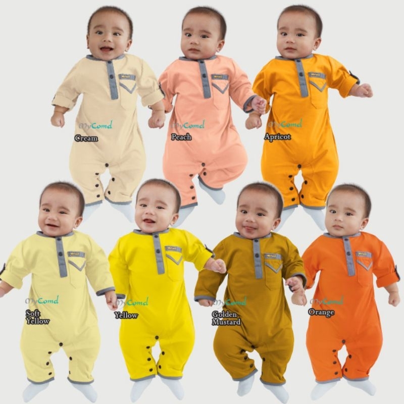 Baju Melayu Rompers Baju Melayu Budak Baby Raya Oren Kuning Cream Peach ...