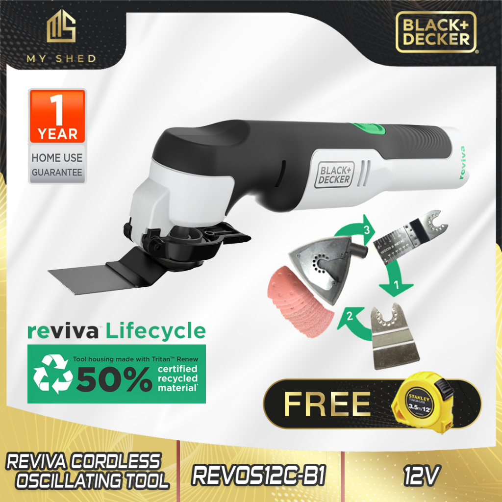 BLACK + DECKER 12V REVIVA Cordless Oscillating Tool REVOS12C-B1 ...