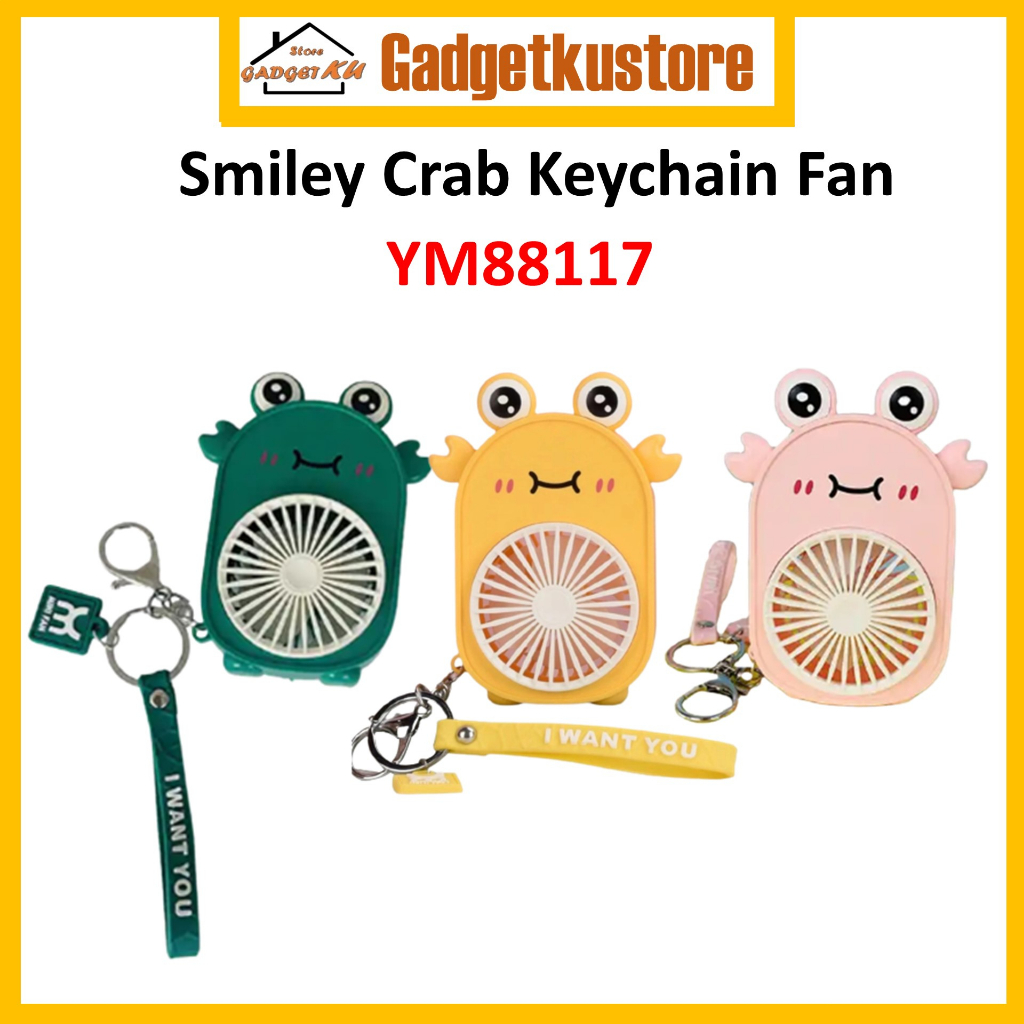 Small Cute Crab Fan Pocket Keychain Size Rechargeable Mini Deer Fan USB ...