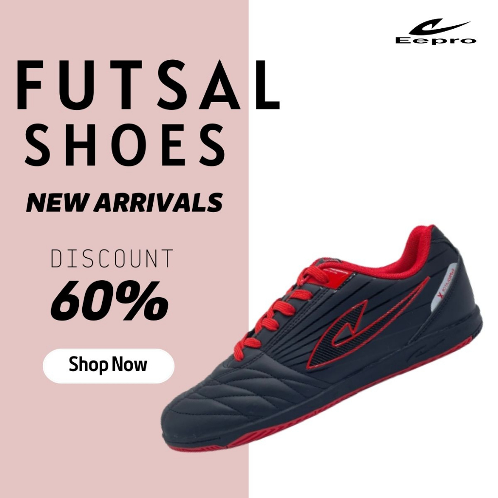 Eepro Men Indoor Futsal Shoes | Kasut Futsal Indoor Black Red EF1825AR ...