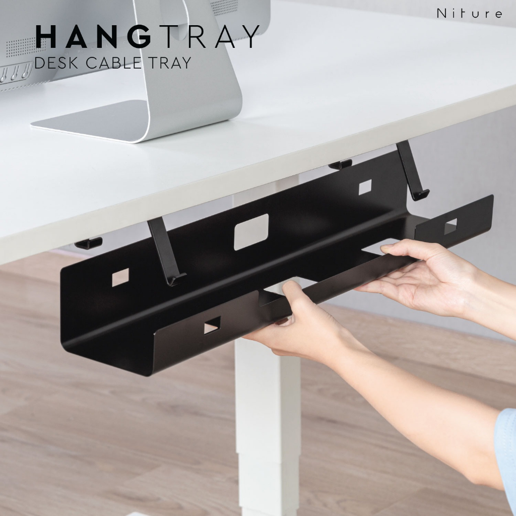 HANG Tray Desk Cable Management Tray, Under Desk Holder, Standing Desk ...