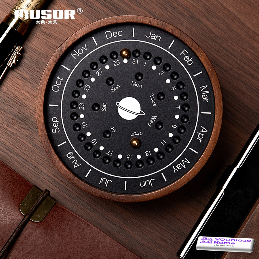 Wooden Planetary Calendar Reusable Perpetual Creative Gift Ornament ...