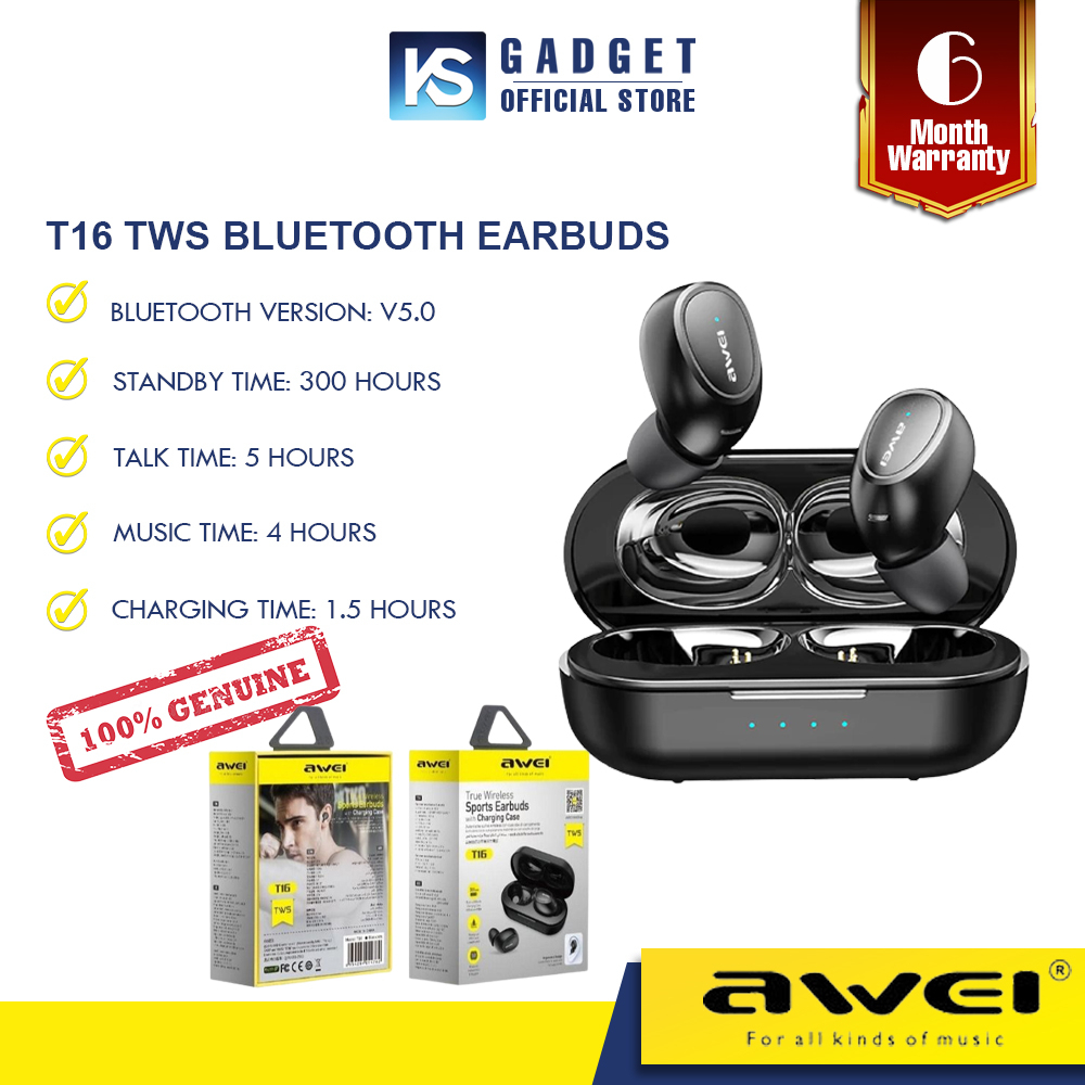 [READY STOCK] Awei T16 TWS Bluetooth 5.0 Binaural In-ear Stereo True ...