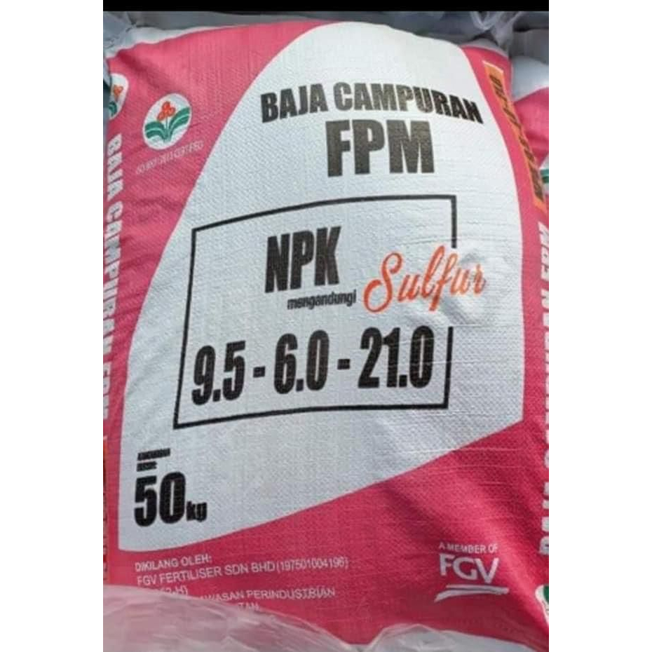 50KG BAJA CAMPURAN FPM (NPK mengandungi SULFUR 9.5/6/21 | Shopee Malaysia