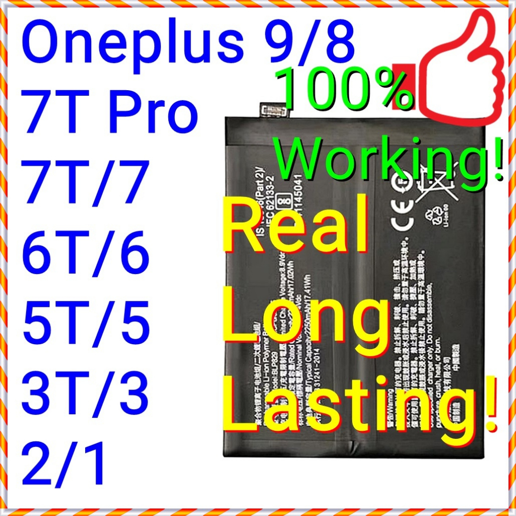 (Support Dash / Warp Charge) NEW ORI Stable Battery for OnePlus 1+ 2 3 3T 5 5T 6 6T 7 7T Pro 8 9 ...