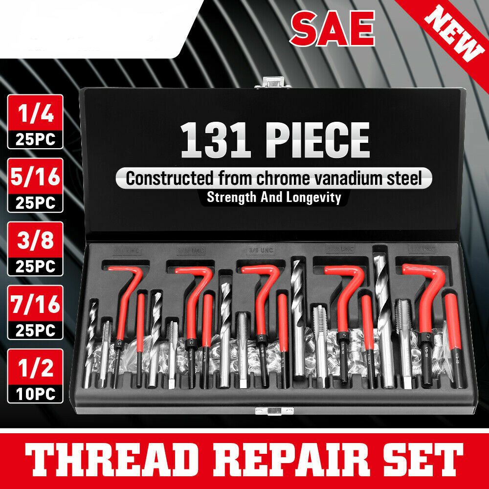 SCREW REPAIR KIT THREAD TAP SET DRILL HELICOIL M5 M6 M8 M10 M12 SKRU ...