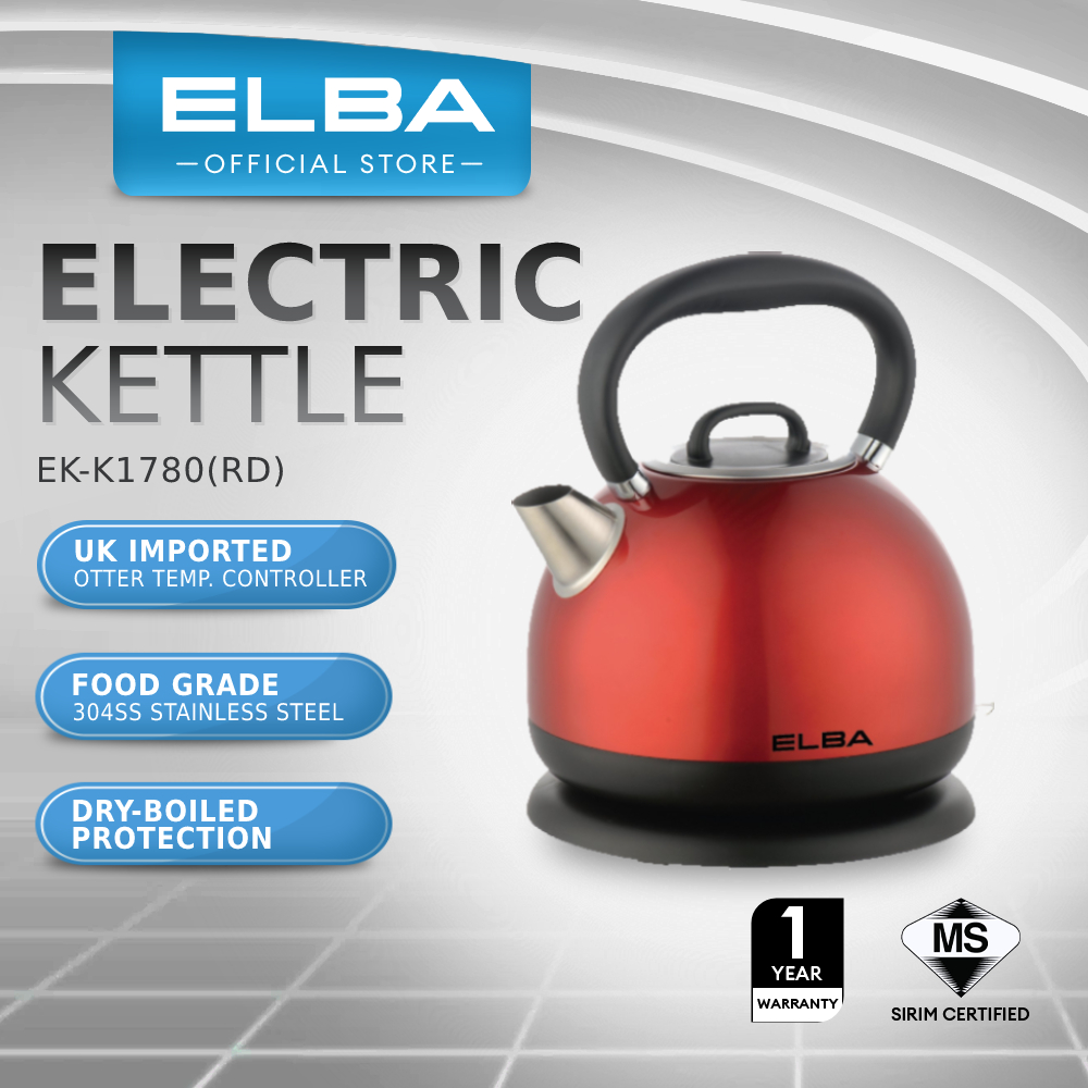 [Online Exclusive] ELBA Electric Kettle EK-K1780(RD) - Red (1.7L / 1850 ...