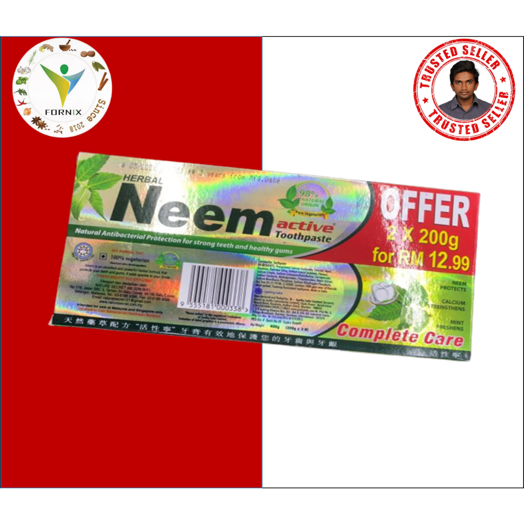 NEEM ACTIVE TOOTHPASTE 200GM (PACK OF 2) | Shopee Malaysia