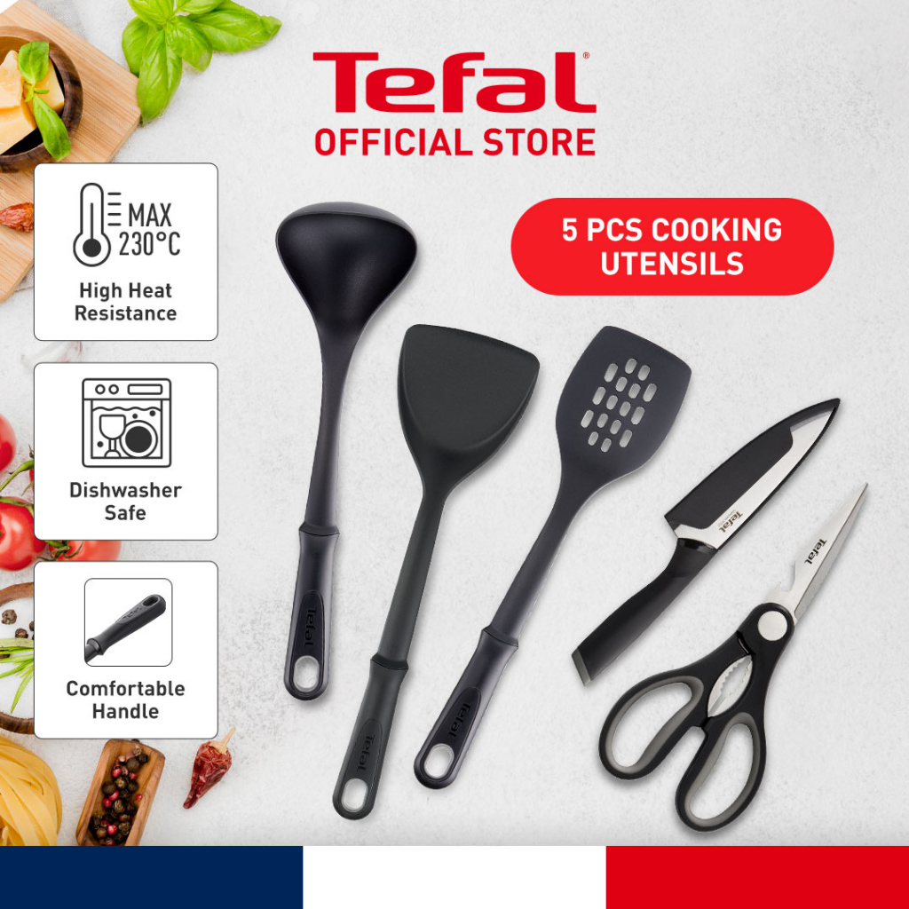Tefal Kitchenware 5 PCS - Utensils (Wok spatula + Ladle + Slotted ...