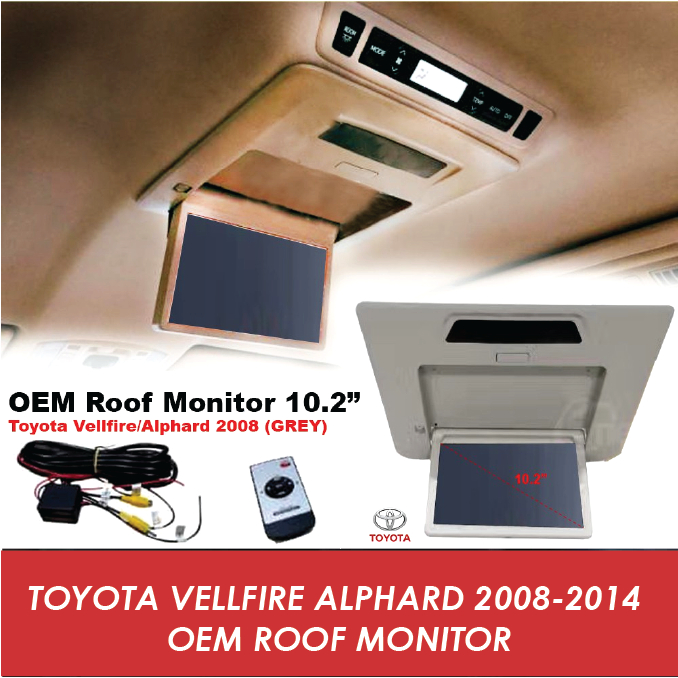 Toyota Alphard / Vellfire ANH20 2008-2015 OEM Roof Monitor 10.2" GREY ...