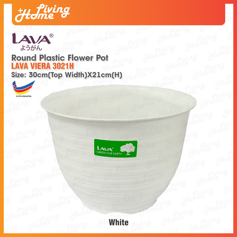 Round White Plastic Flower Pot Pasu Bunga Plastik Bulat Putih Diameter ...