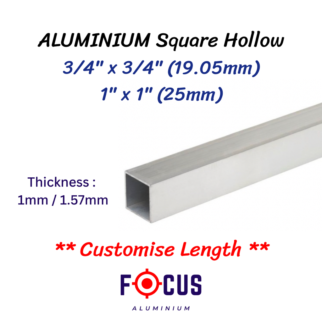 🇲🇾 1" x 1" 25mm 19mm Aluminium Square Hollow Tube [ 1mm(T) x 25.4mm x ...