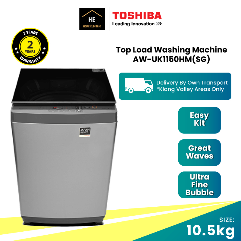 TOSHIBA 10.5KG | 10KG Top Load Inverter Washer Washing Machine AW-UK1150HM(SG) Mesin Basuh ...