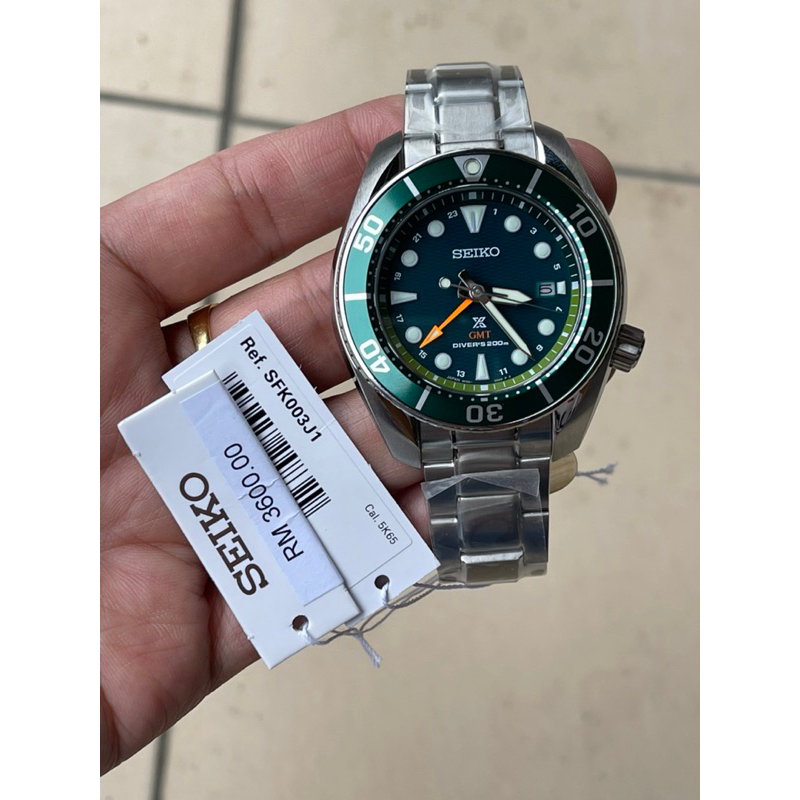 Seiko Prospex SFK003J1 Sumo green GMT Solar Power Sapphire Crystal ...