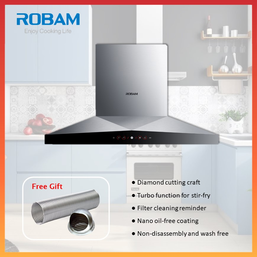ROBAM A812 Chimney Hood Dual Install Mode Charcoal FIlter / Extraction ...