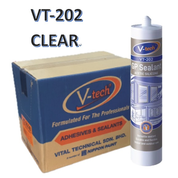 VT-202 V-Tech All Purpose Acetic Silicone Sealant / Carton / 24pcs V-TECH | Shopee Malaysia