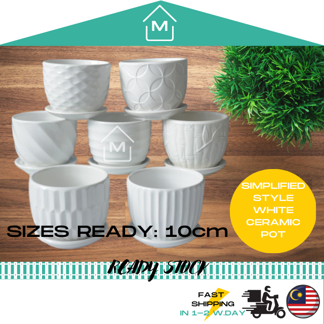 [11CM] Multi Style Attached Tray Ceramic Flower Succulent Cactus Pot ...