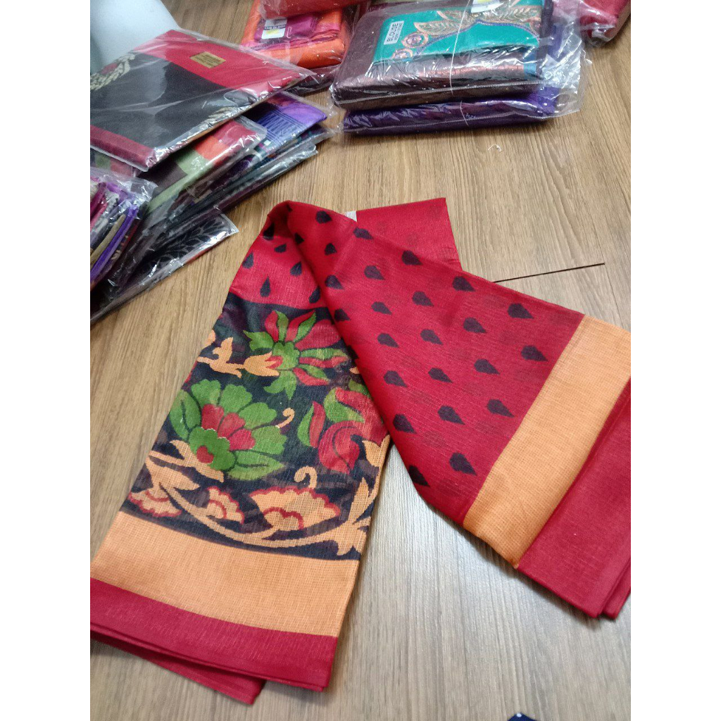 Ready Stock Malaysia /Pure Silk Cotton Saree /Chekudu Saree /Gold Jari ...
