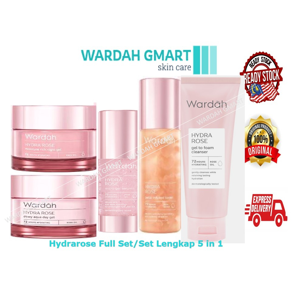 Wardah Hydra Rose Series complete set (Hydrating/Repair Skin Barrier ...