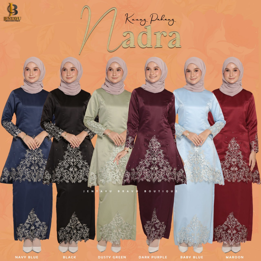 Nadra Kurung Pahang Baju Raya 2023 Mini Kurung Moden Dusty Green Kurung ...