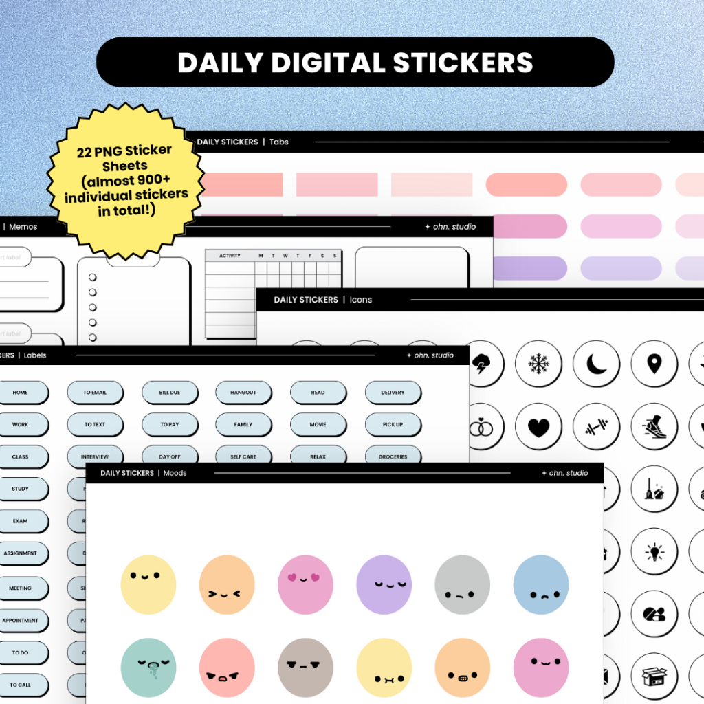 Daily Minimal Digital Stickers Pack 2023 | PNG Stickers for GoodNotes ...